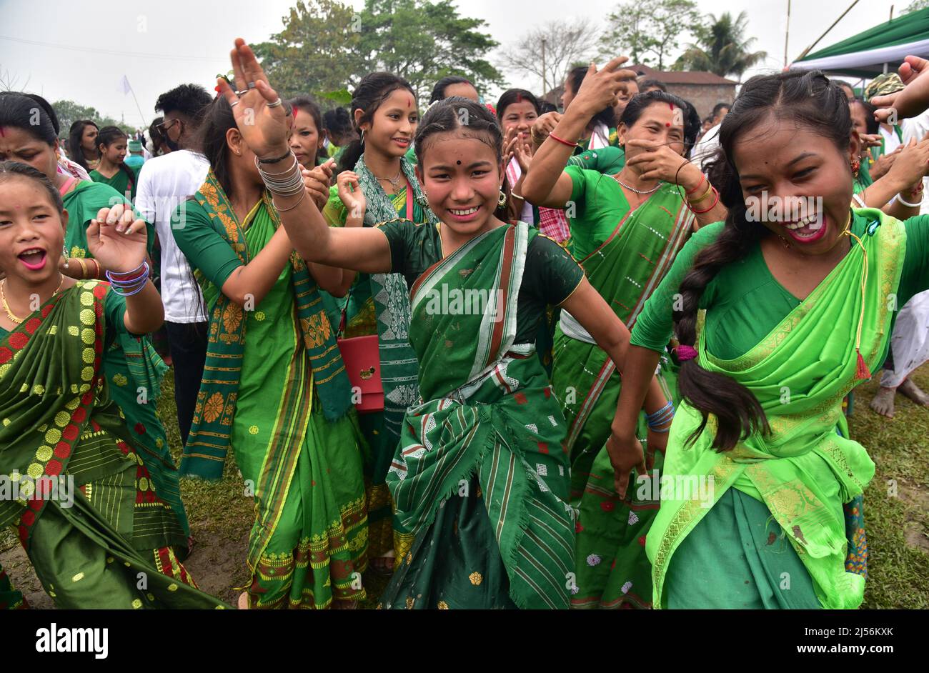 Guwahati, Guwahati, India. 20th Apr, 2022. Girls of Sarania kachari ...