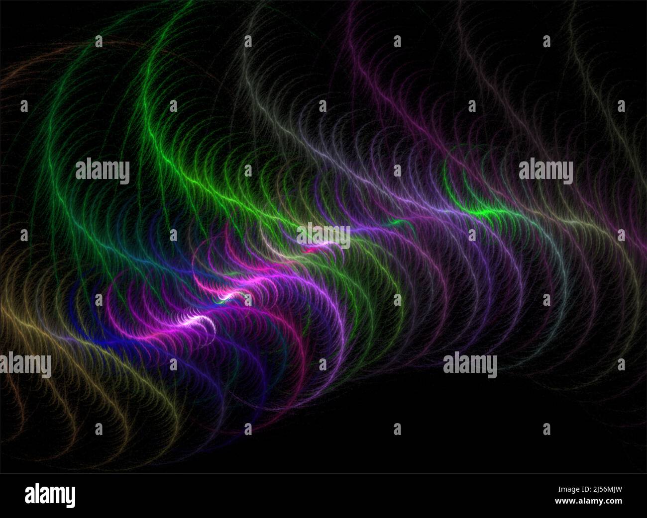 light bright abstract pattern of wavy lines, colored mesh on a black ...