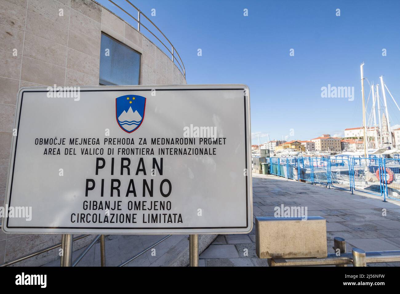 Picture of the bilingual sign indicating the entry in slovenia, a ...