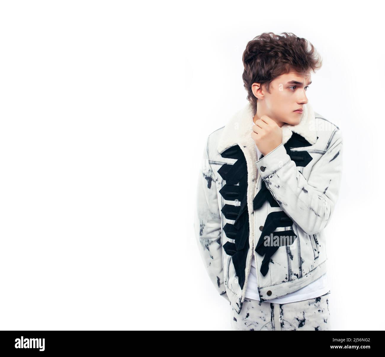 young pretty guy posing emotional cheerful isolated on white background ...