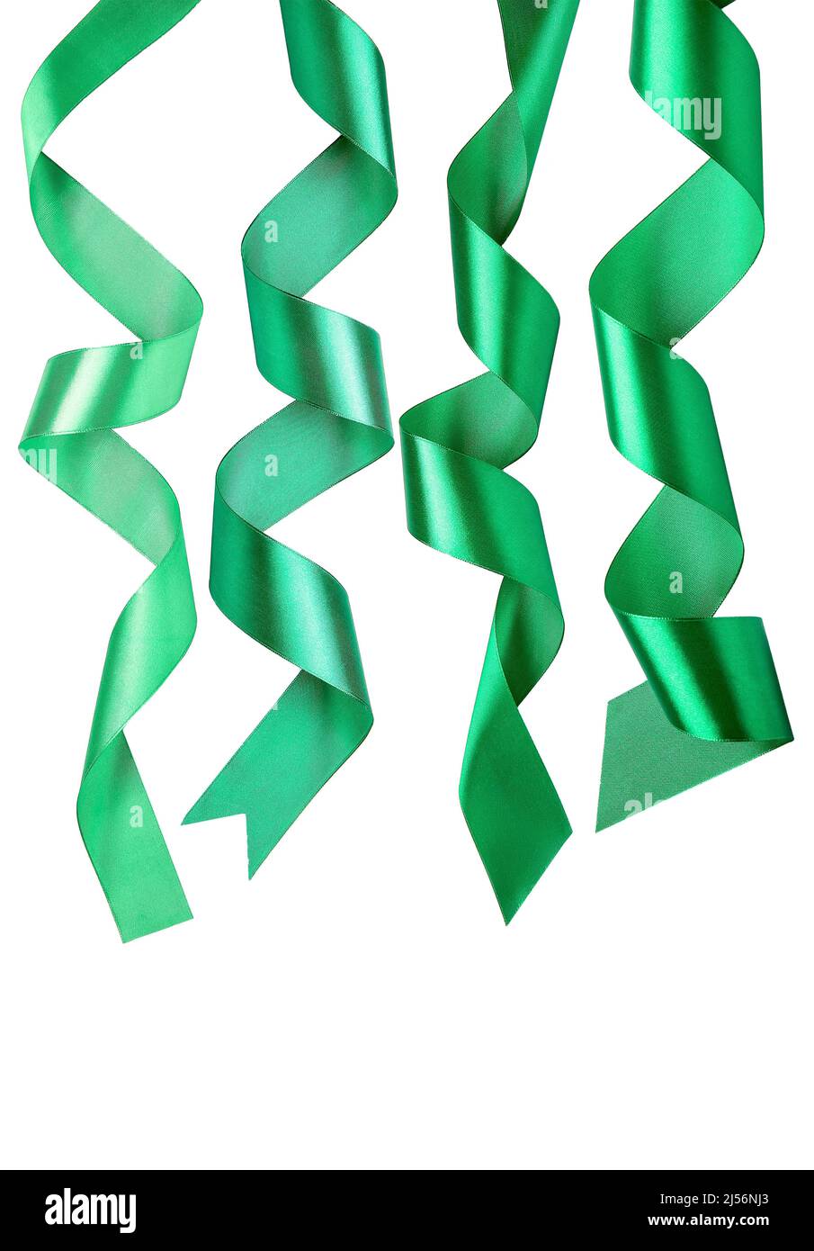 Set of beautiful green ribbons isolated on white Stock Photo - Alamy