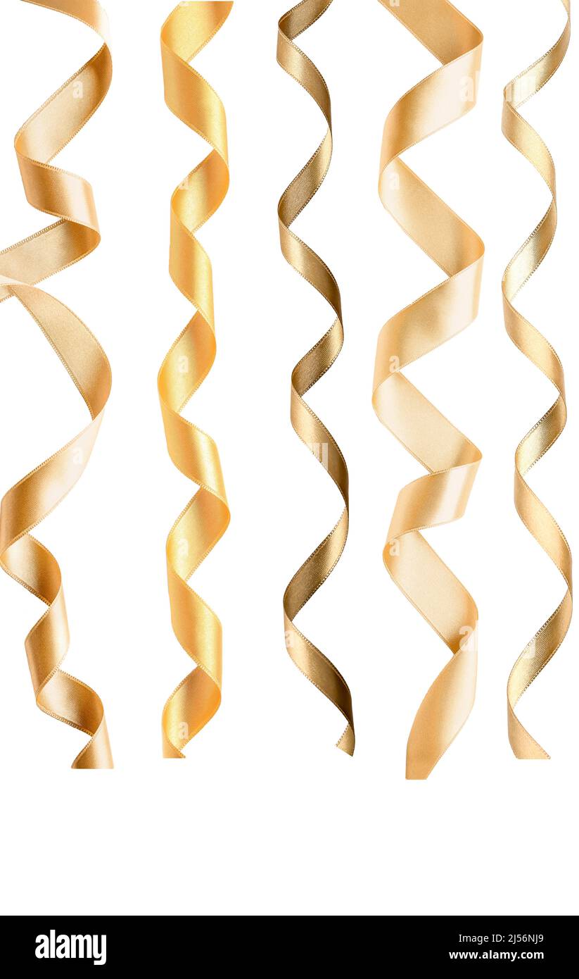 Set of beautiful golden ribbons isolated on white Stock Photo - Alamy