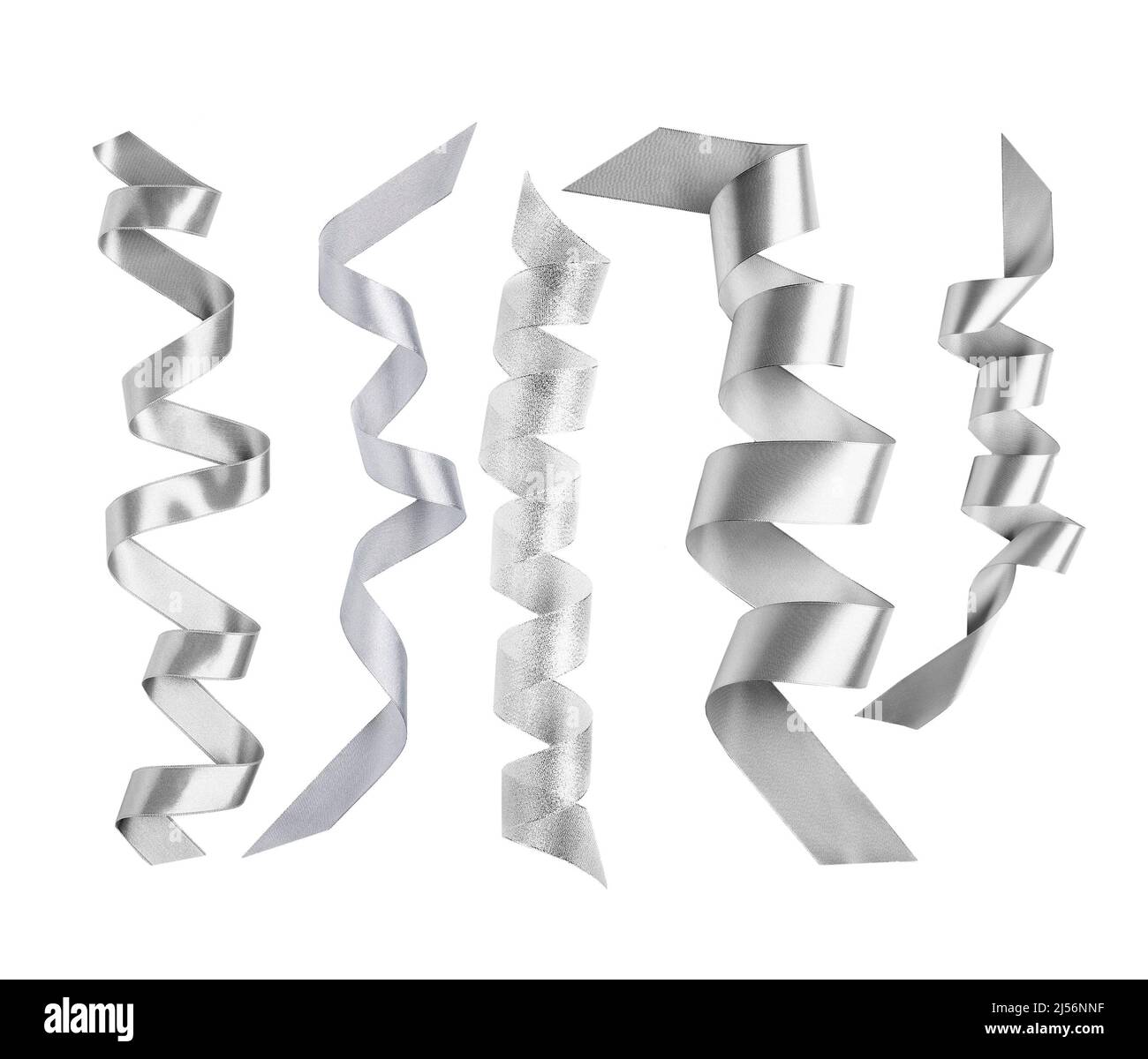 Set of beautiful silver ribbons isolated on white Stock Photo - Alamy
