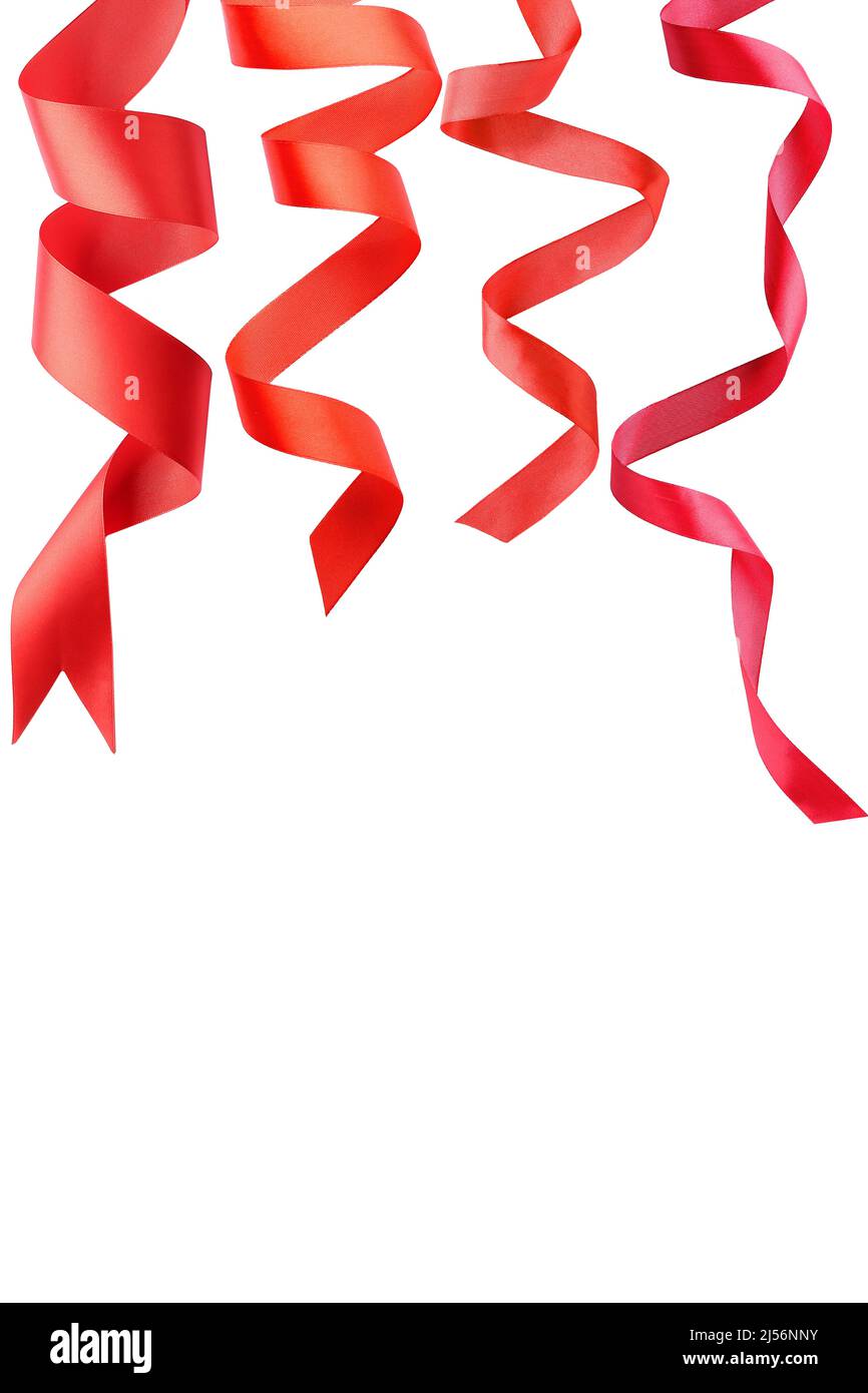 Set of beautiful red ribbons isolated on white Stock Photo - Alamy