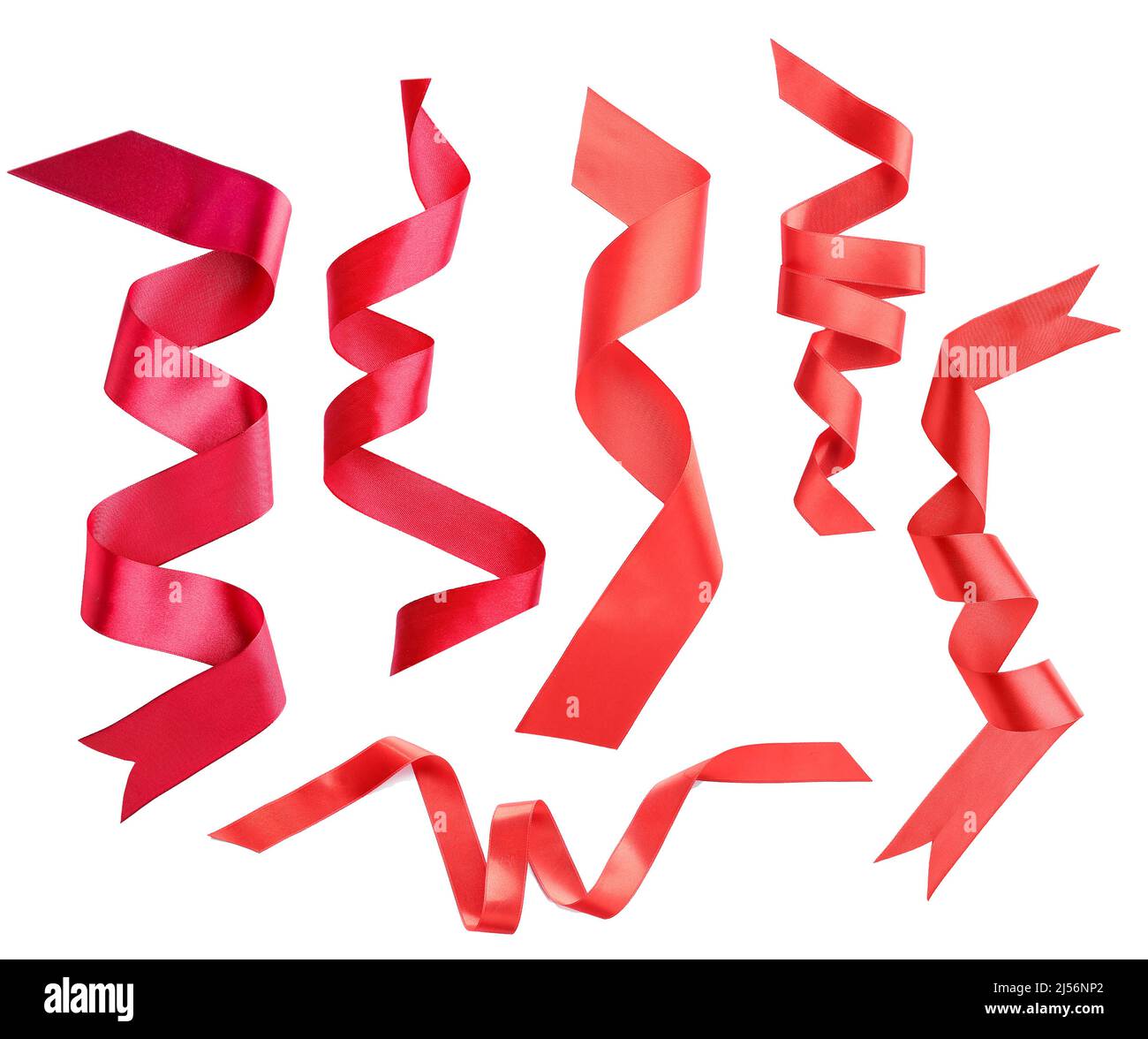 Set of beautiful red ribbons isolated on white Stock Photo - Alamy