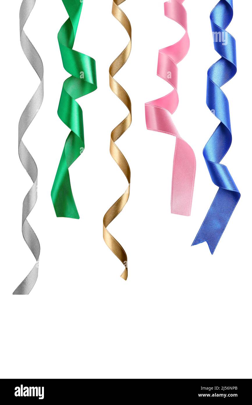 Set of beautiful colorful ribbons isolated on white Stock Photo - Alamy