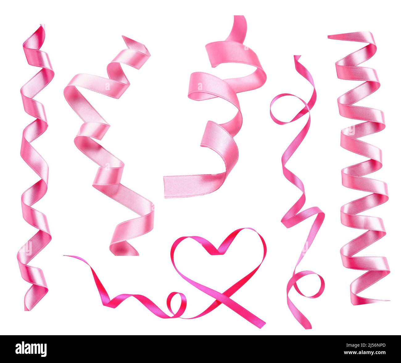 Set of beautiful pink ribbons isolated on white Stock Photo - Alamy