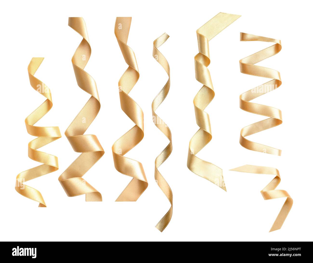 Set of beautiful golden ribbons isolated on white Stock Photo - Alamy