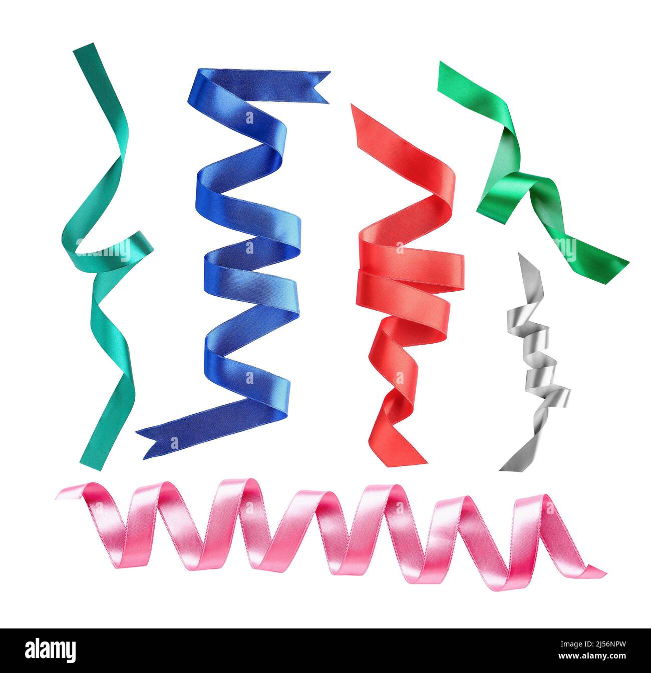 Set of beautiful colorful ribbons isolated on white Stock Photo - Alamy