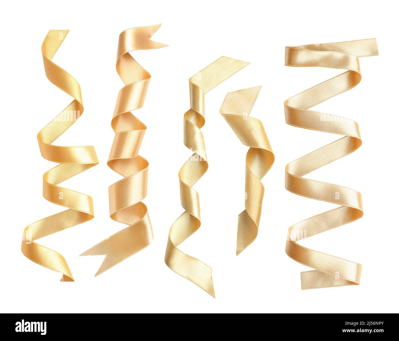 Set of beautiful golden ribbons isolated on white Stock Photo - Alamy