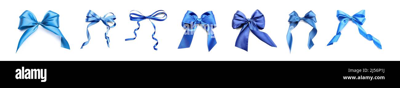Set of beautiful blue bows isolated on white Stock Photo - Alamy
