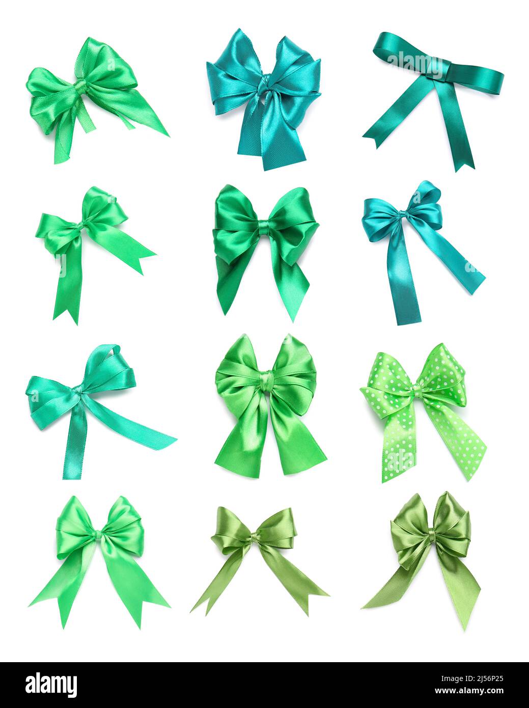 Set of beautiful green bows isolated on white Stock Photo - Alamy