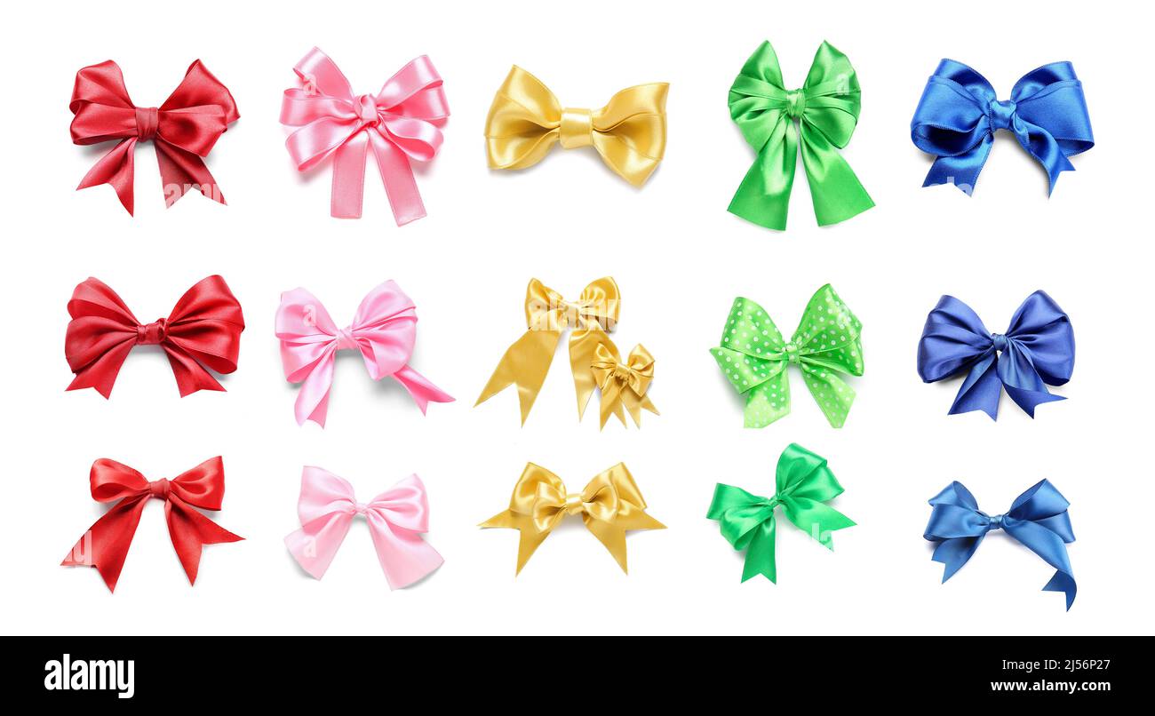 Set of beautiful colorful bows isolated on white Stock Photo - Alamy