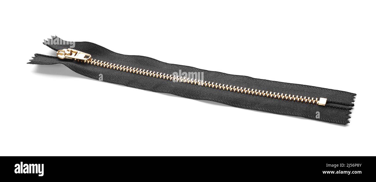 Stylish black zipper on white background Stock Photo - Alamy