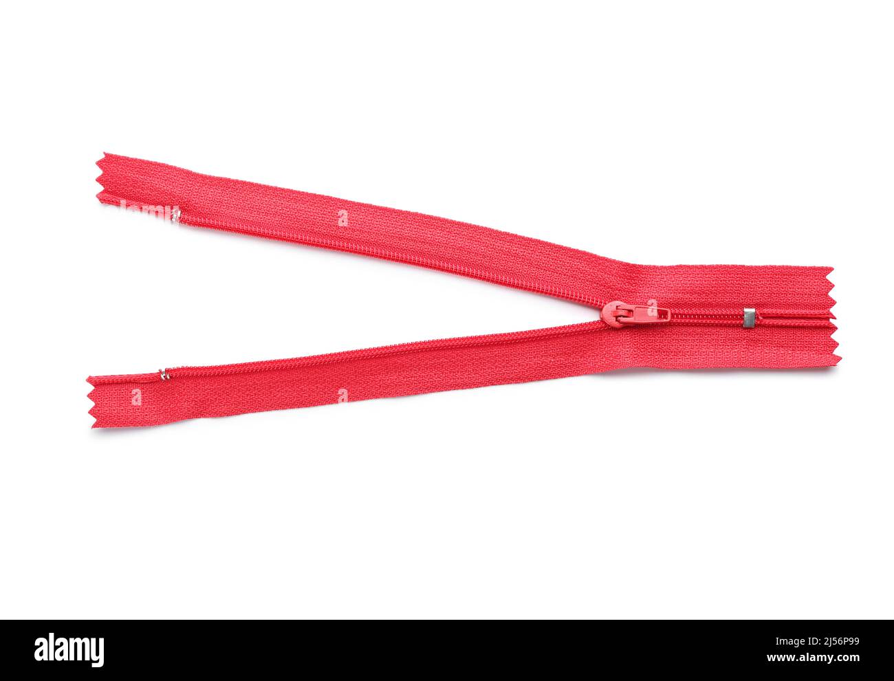 Stylish red zipper on white background Stock Photo - Alamy
