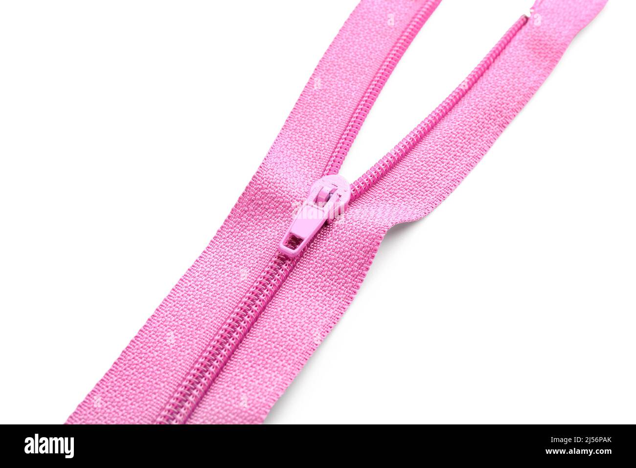 Stylish pink zipper on white background Stock Photo - Alamy