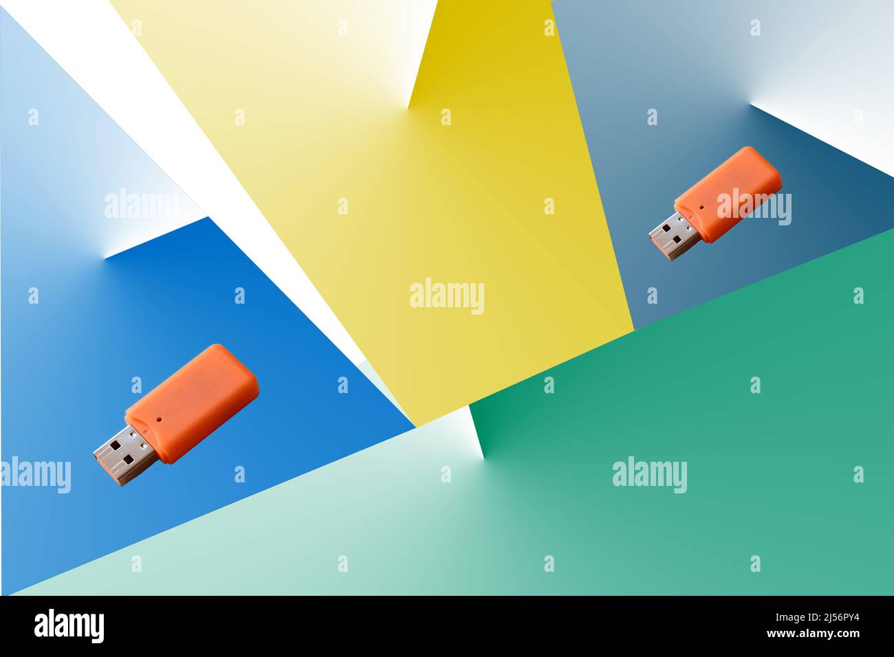 Modern USB stick inside abstract colorful polygon spaces Stock Photo ...