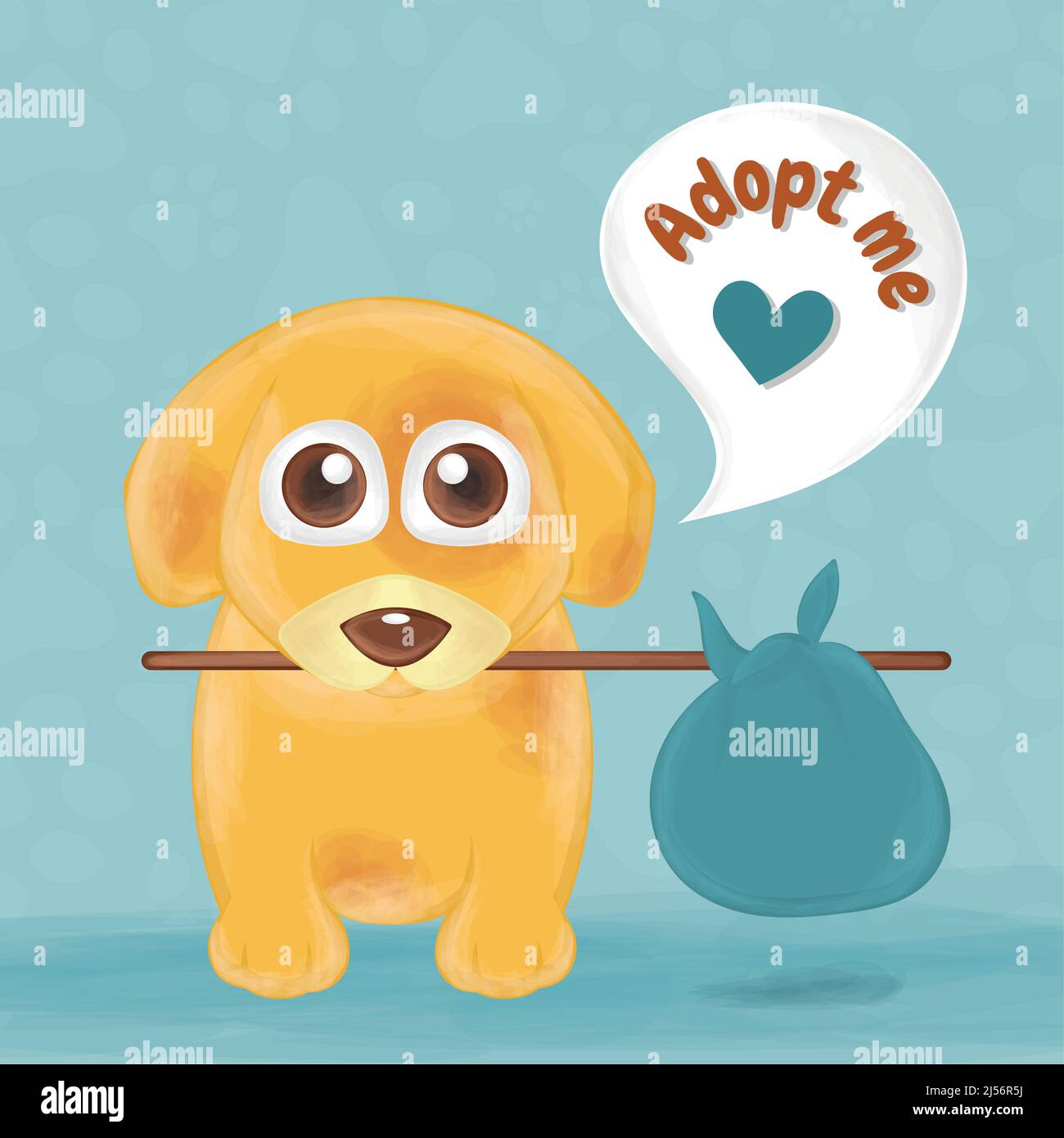 Cute sad puppy dog cartoon Pet adoption Vector Stock Vector Image & Art ...