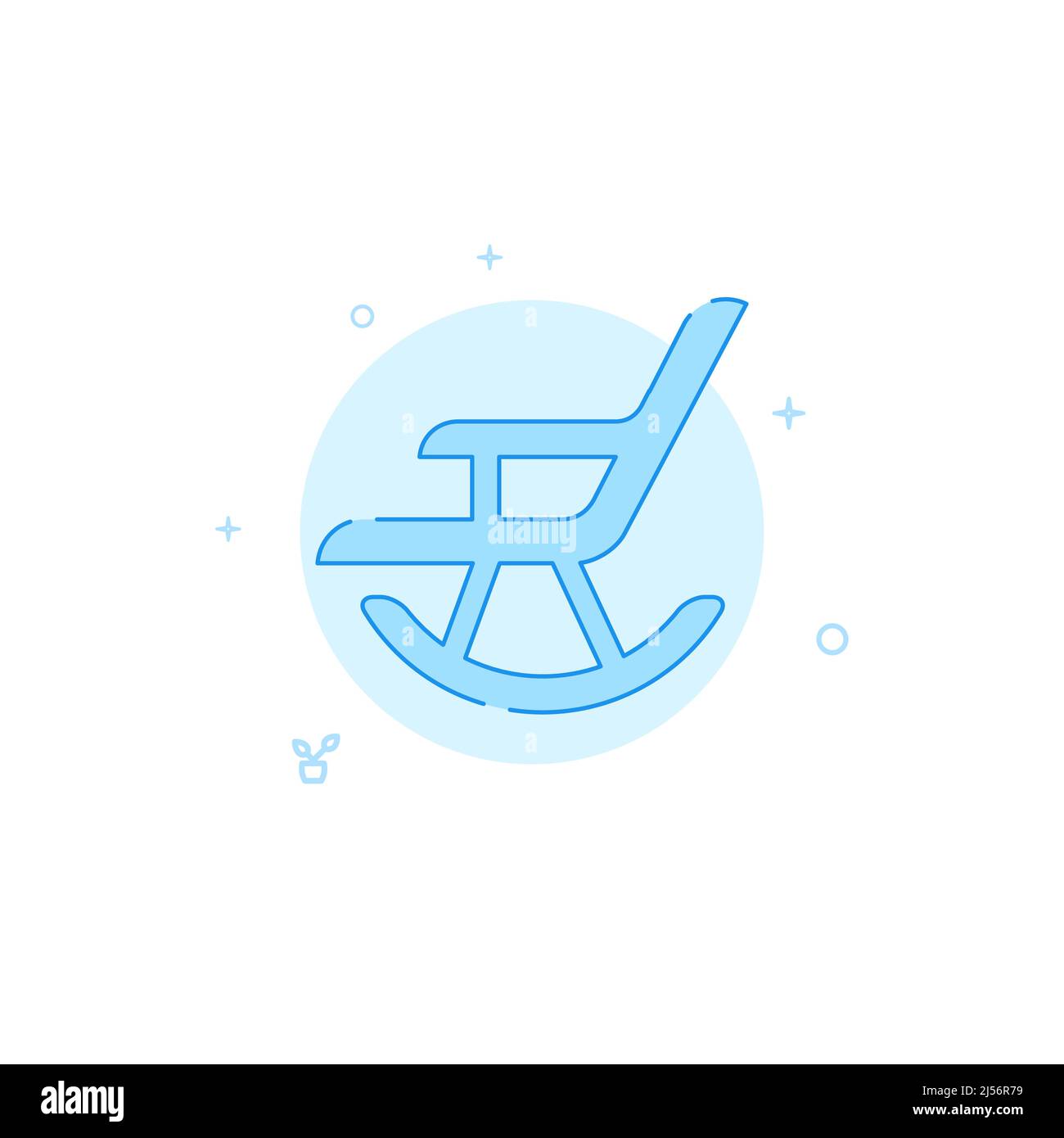 Rocking chair vector icon. Flat illustration. Filled line style. Blue ...