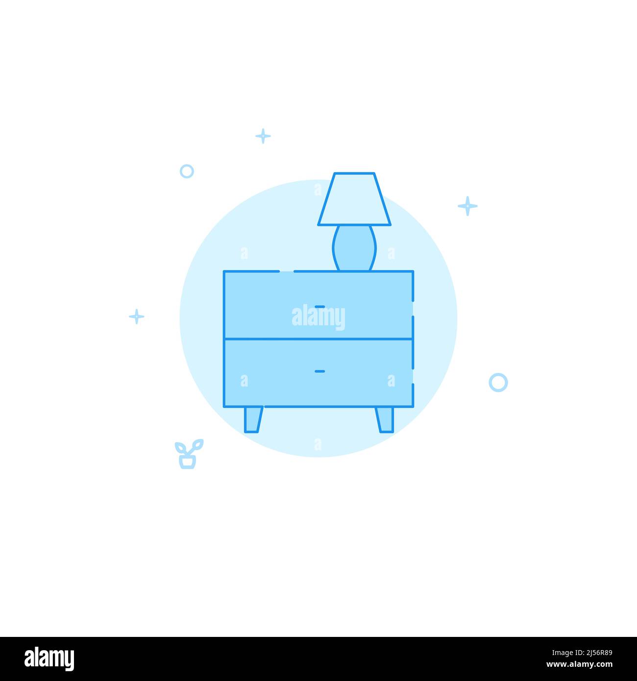 Bedside table vector icon. Flat illustration. Filled line style. Blue ...