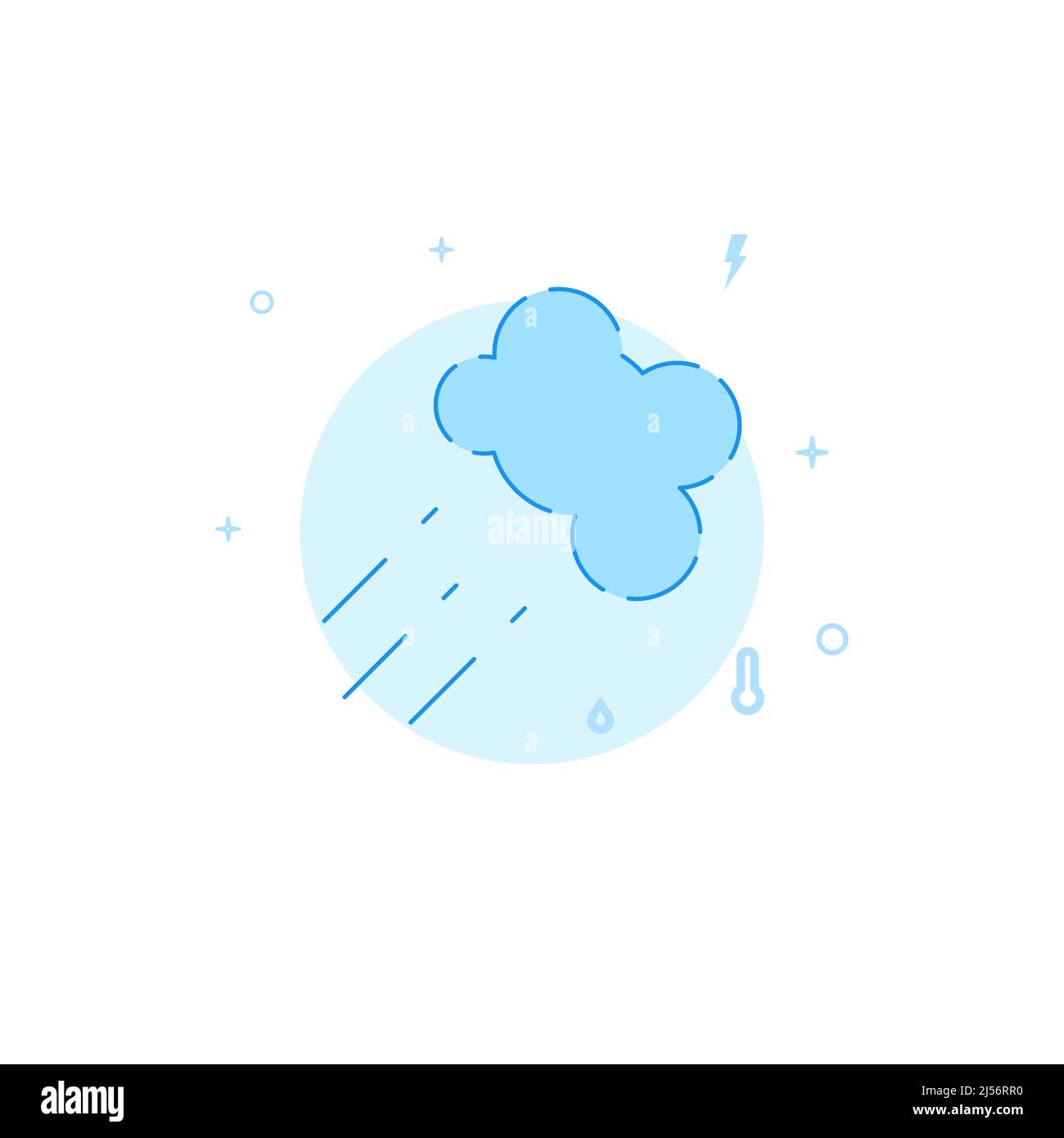 Heavy rain weather forecast vector icon. Flat illustration. Filled line ...