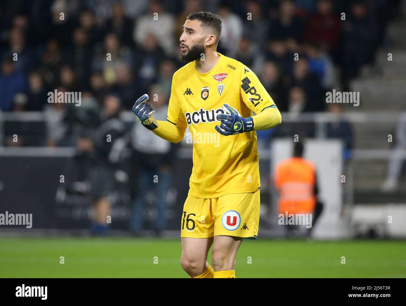 Angers, France - 20/04/2022, Goalkeeper of Angers Anthony Mandrea ...
