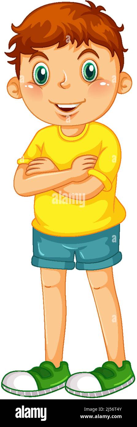 Cute boy cartoon character on white background illustration Stock ...
