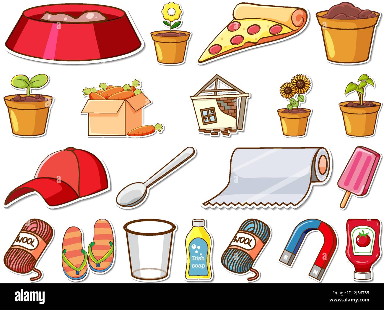 Sticker set of mixed daily objects illustration Stock Vector Image ...