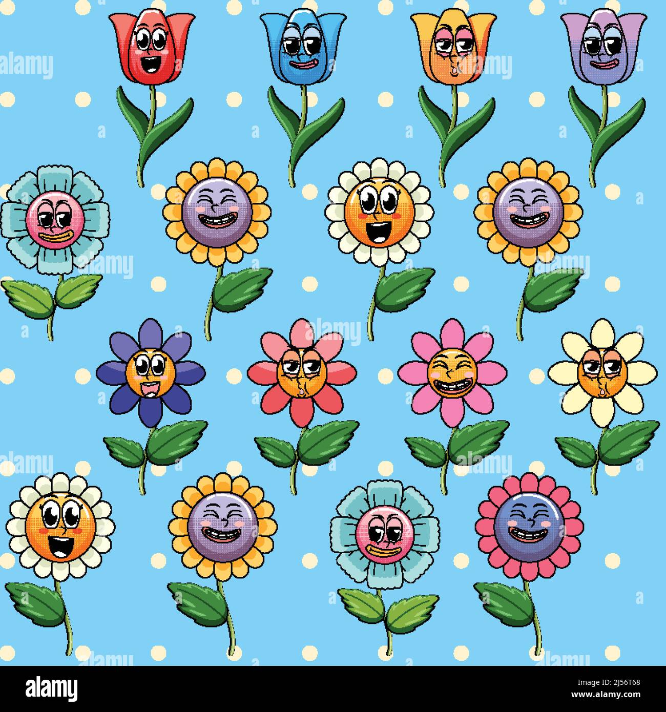 Seamless pattern cartoon on blue background illustration Stock Vector ...