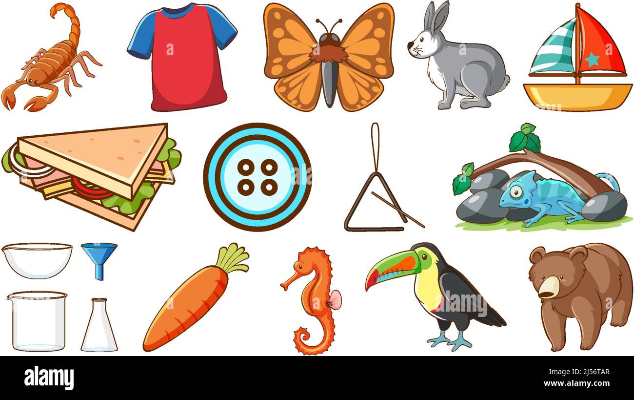 Cute animals and other objects illustration Stock Vector Image & Art ...