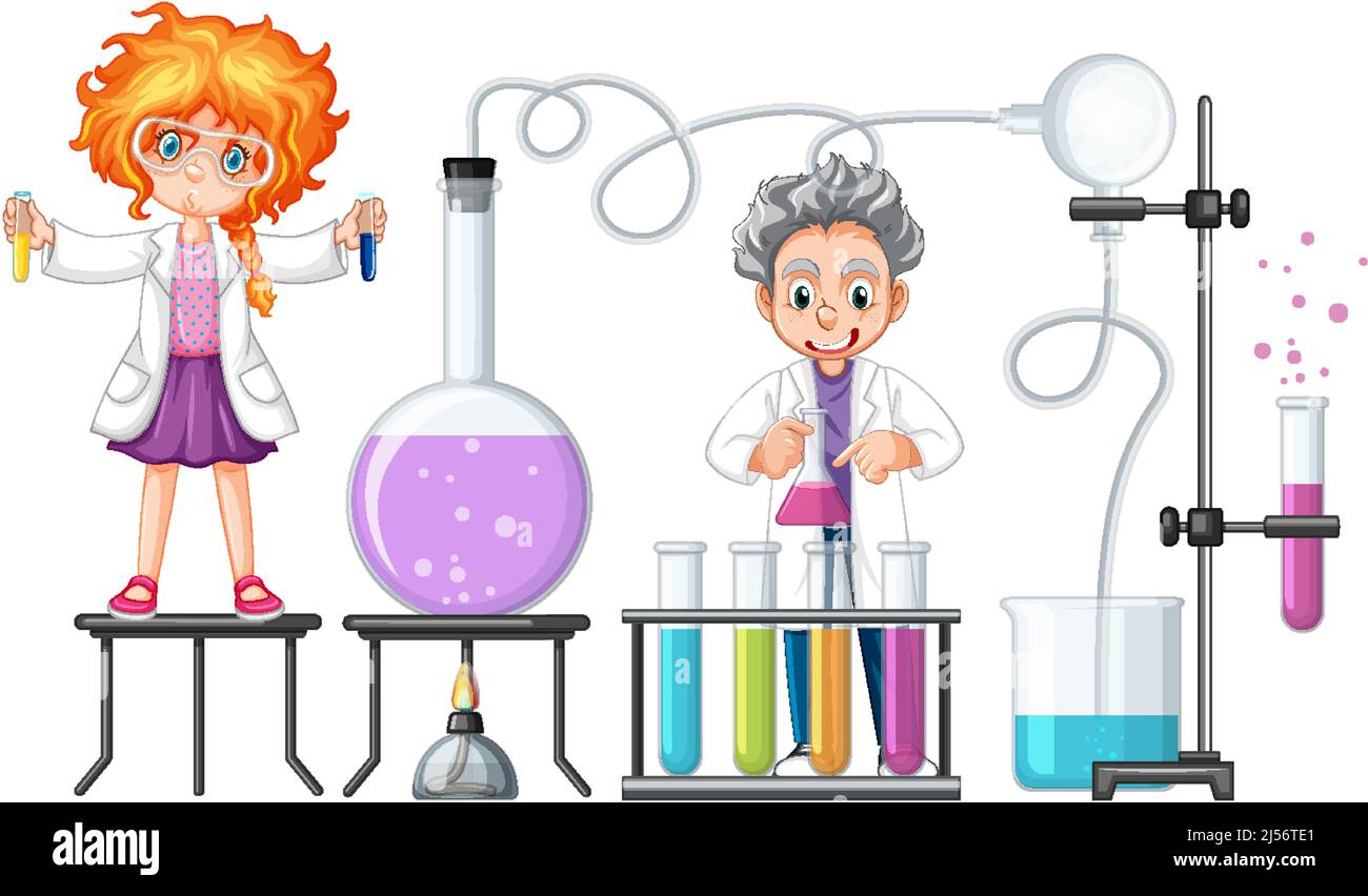 Scientist doing science experiment in the lab illustration Stock Vector ...