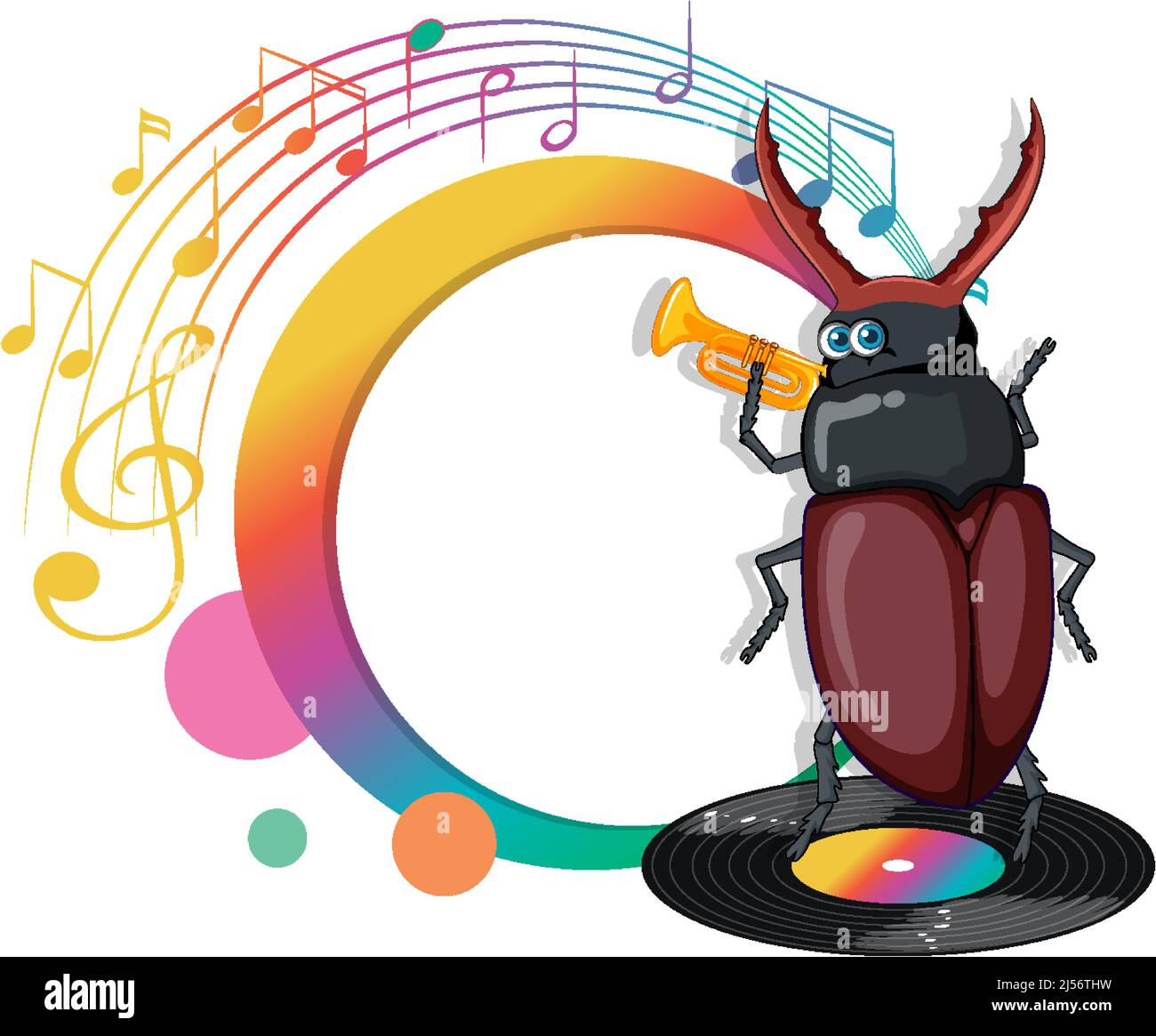 A beetle playing trumpet cartoon character illustration Stock Vector ...