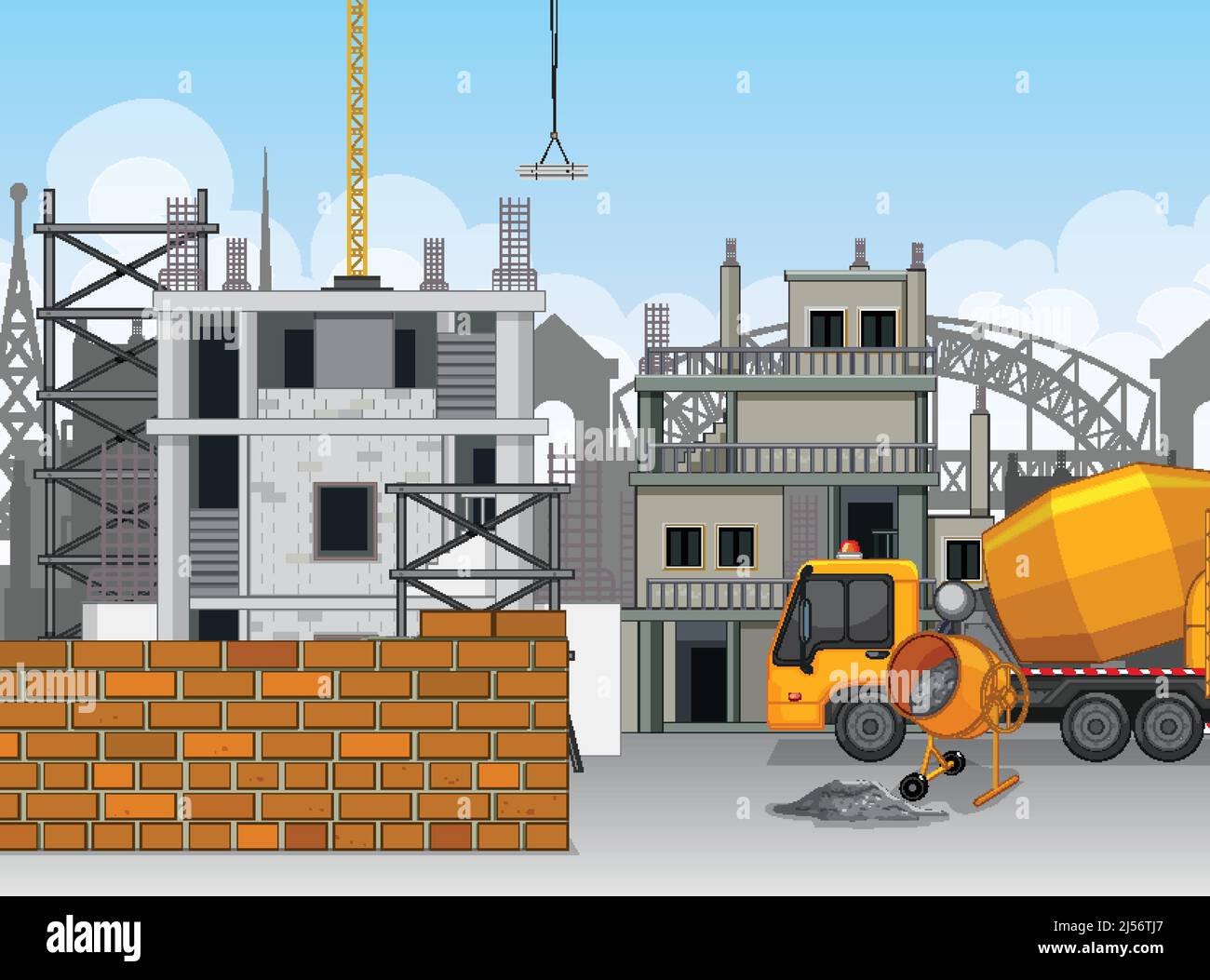 Building construction site scene illustration Stock Vector Image & Art ...