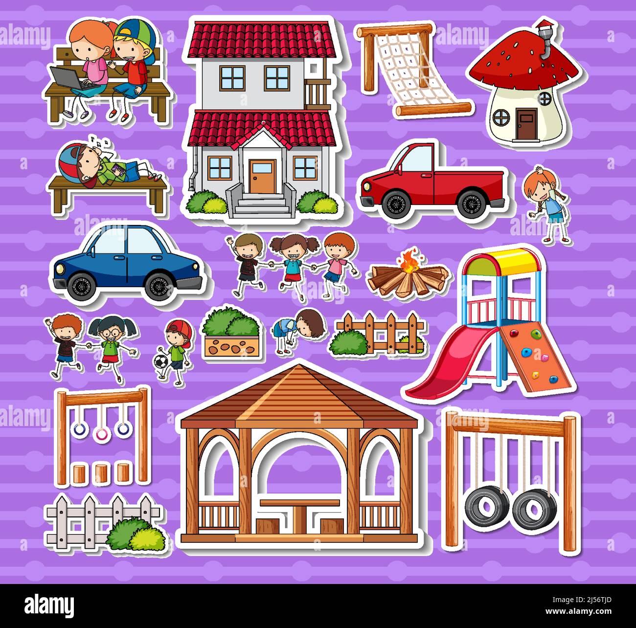 Sticker pack of playground objects illustration Stock Vector Image ...