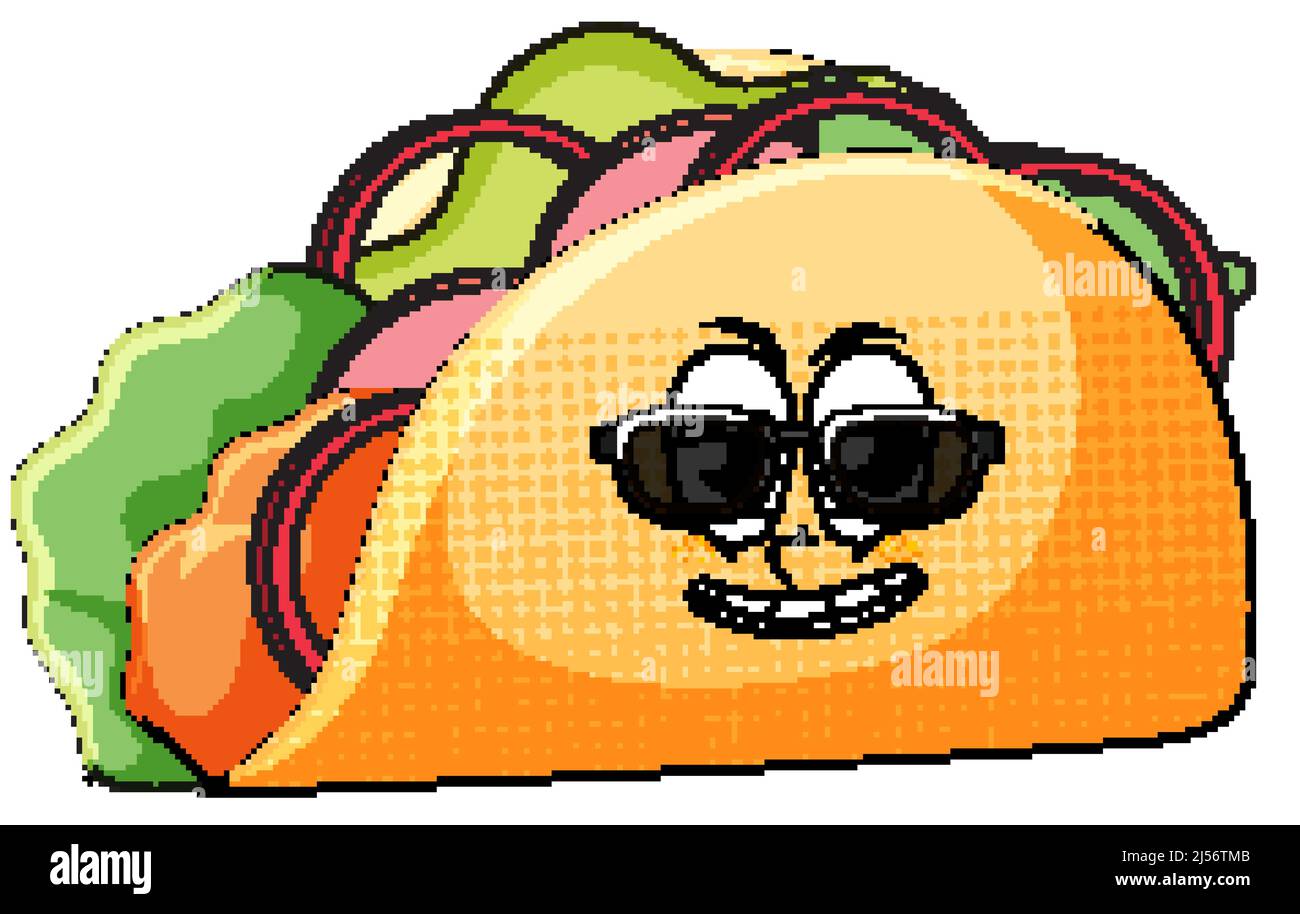 A taco cartoon character on white background illustration Stock Vector ...
