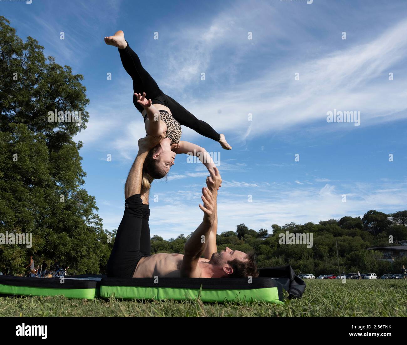 Austin, Texas, USA. 17th Oct, 2021. Practicing yoga poses in south ...