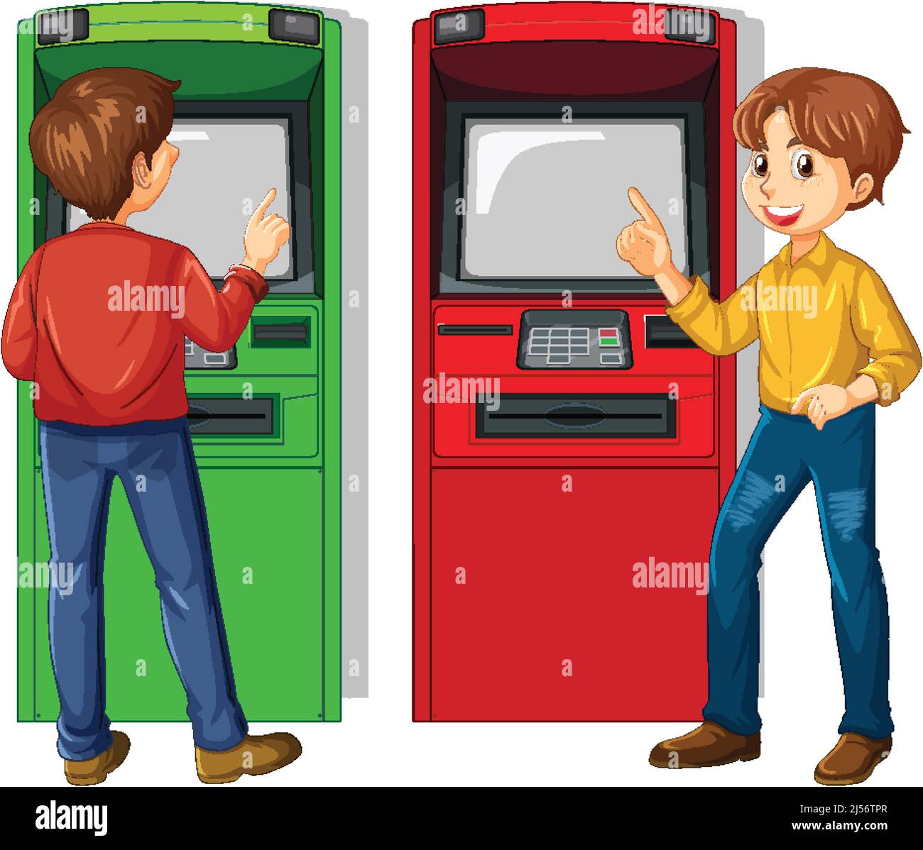 Man withdraw money from atm machine illustration Stock Vector Image ...
