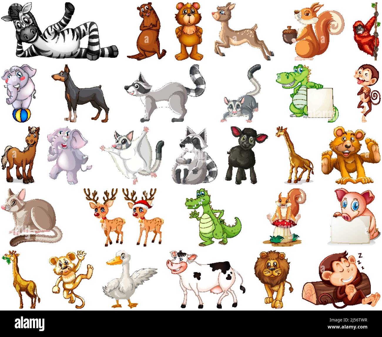 Set of animal cartoon character illustration Stock Vector Image & Art ...