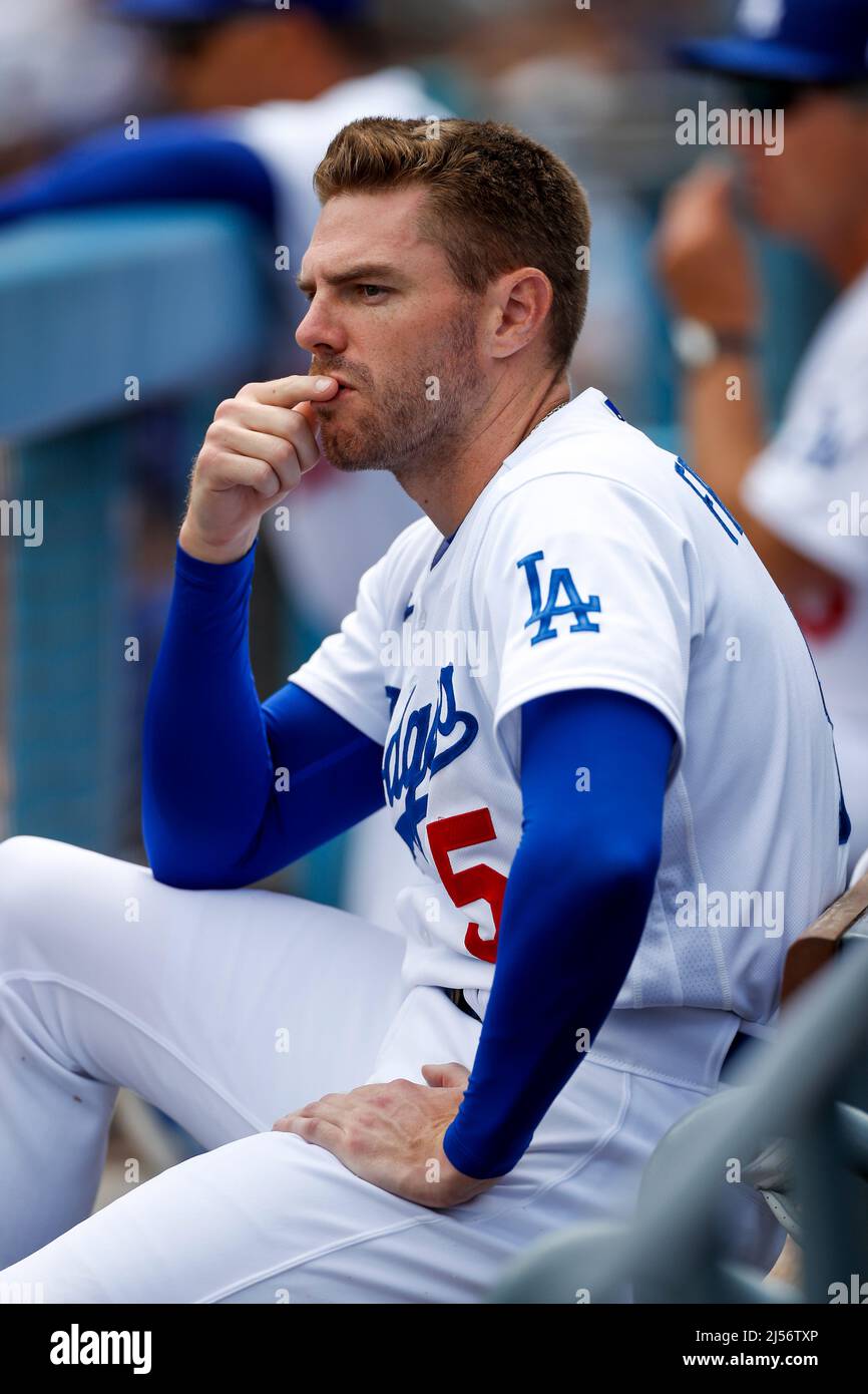 Los Angeles Dodgers first basemen Freddie Freeman (5) looks on during ...