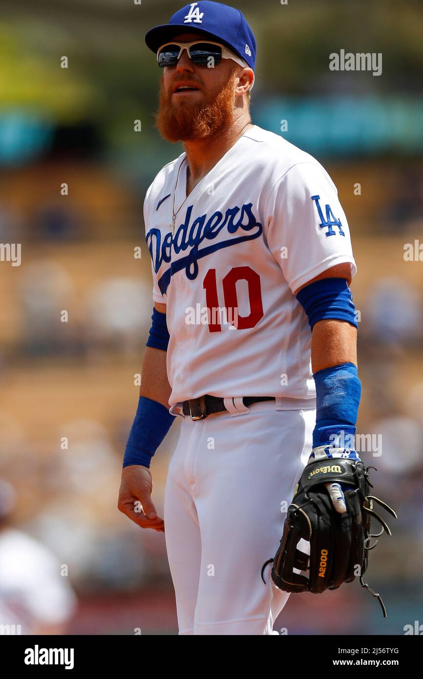 Los Angeles Dodgers third basemen Justin Turner (10) looks on during an ... Los Angeles Dodgers third basemen Justin Turner (10) looks on during an ...