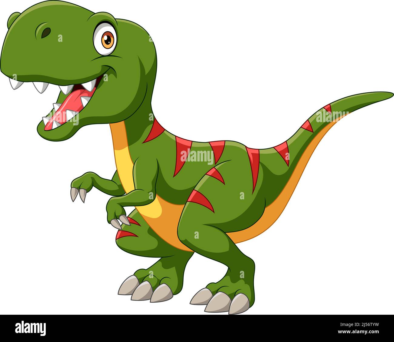 Cartoon green dinosaur on white background Stock Vector Image & Art - Alamy