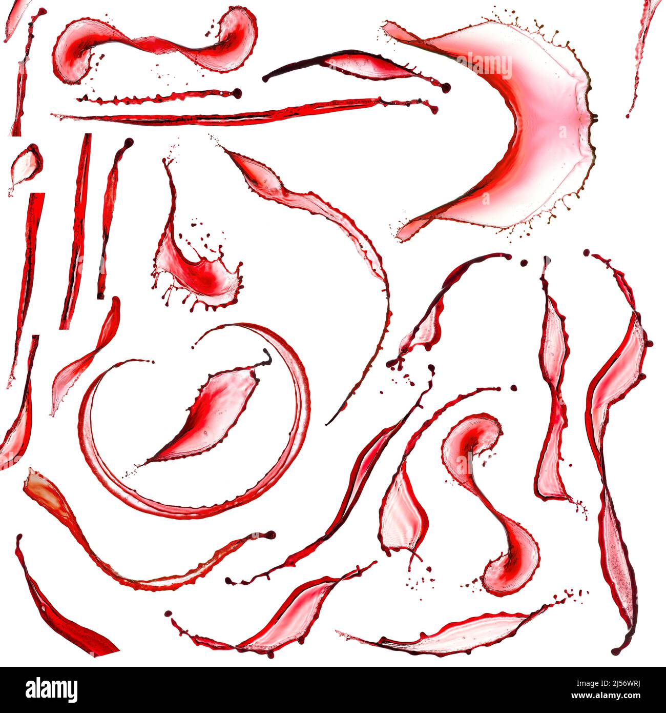 Set of Red wine splashes on white background Stock Photo - Alamy