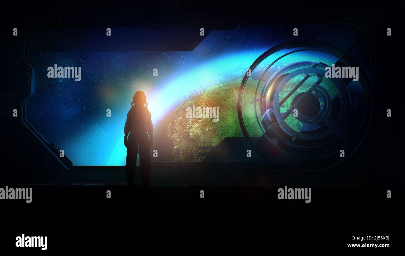 Astronaut in space panoramic hi-res stock photography and images - Alamy