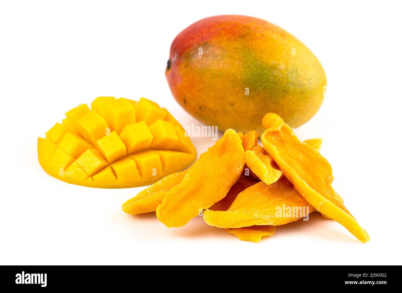 Dehydrated Mango Strips on a White Background Stock Photo - Alamy