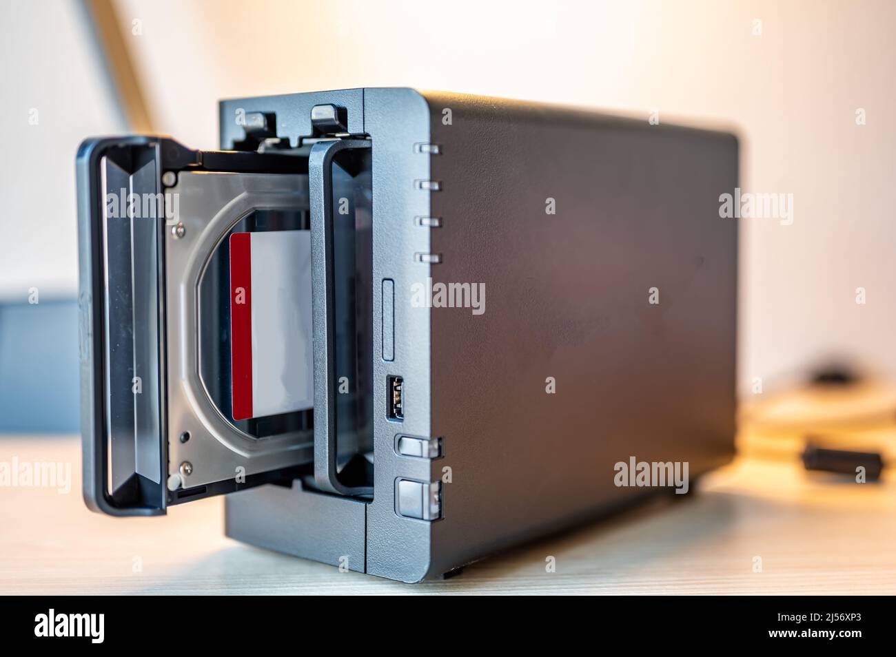 network attached storage NAS with a single bay pulled setup at a home ...