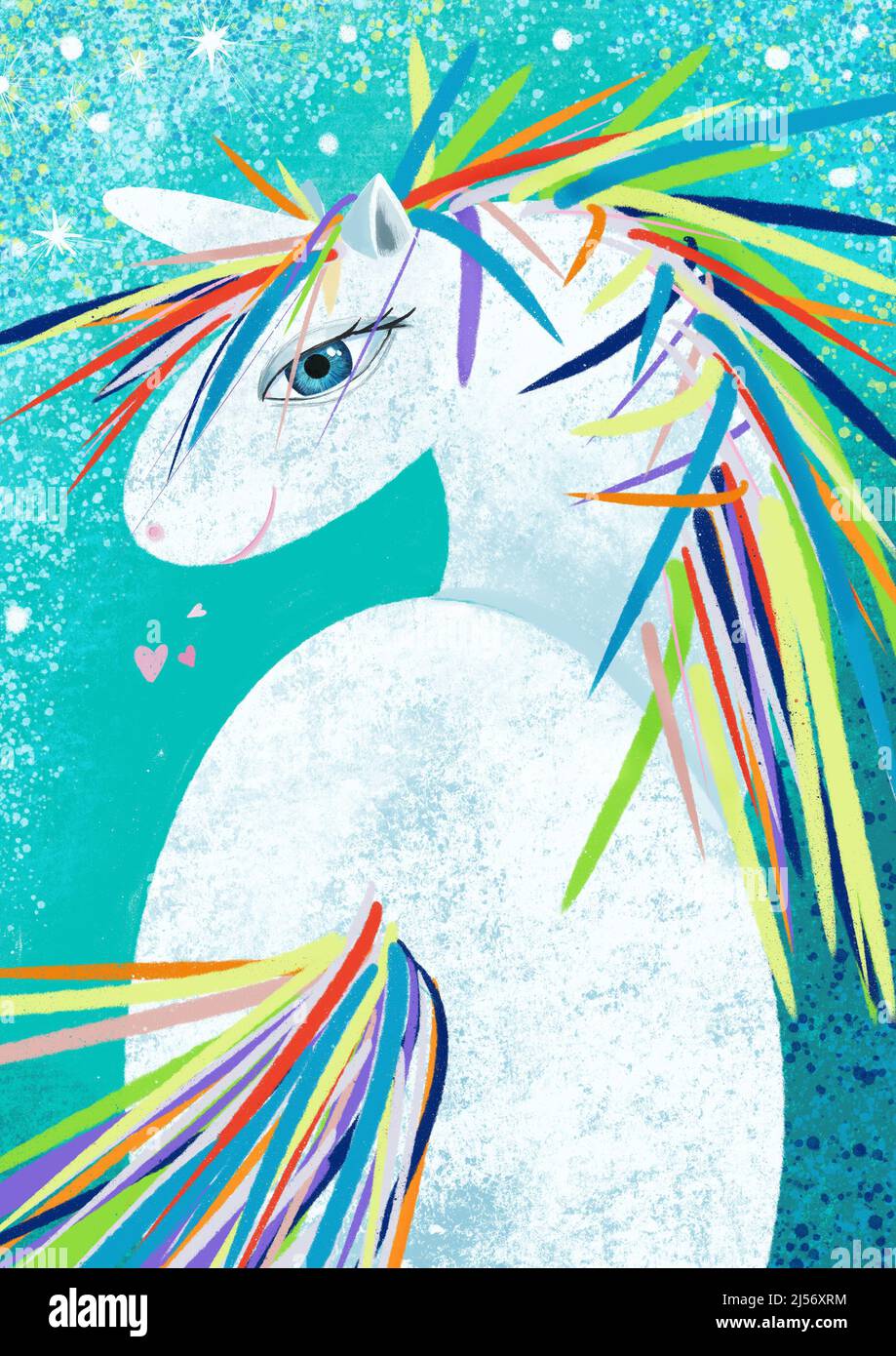 Portrait of a magical unicorn turned around and looks Stock Photo - Alamy