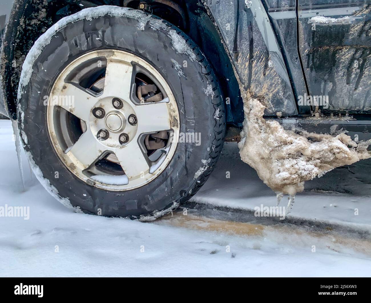 Winter conditions where melting show causes the roads to become slick ...
