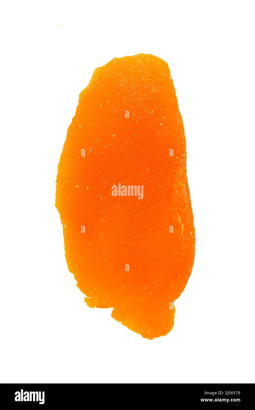 Candied Mango Strips on a White Background Stock Photo - Alamy