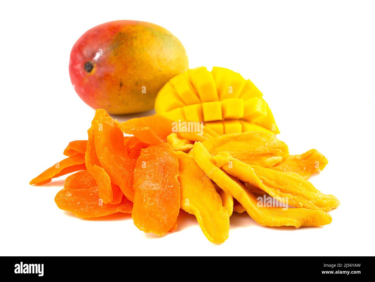 Candied and Dehydrated Mango Strips on a White Background Stock Photo ...