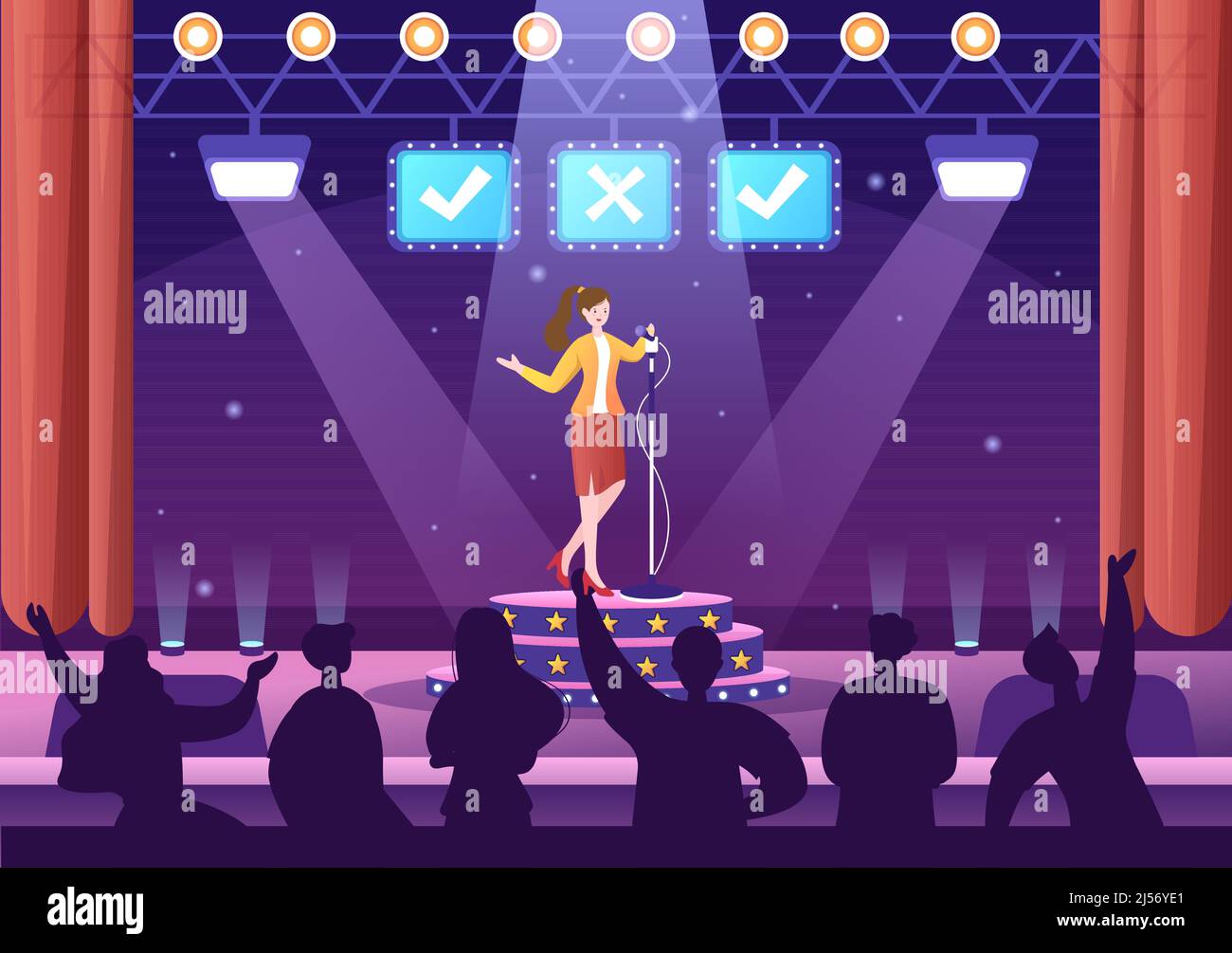 Talent Show with Contestants Displaying their Skill on Stage or Podium ...